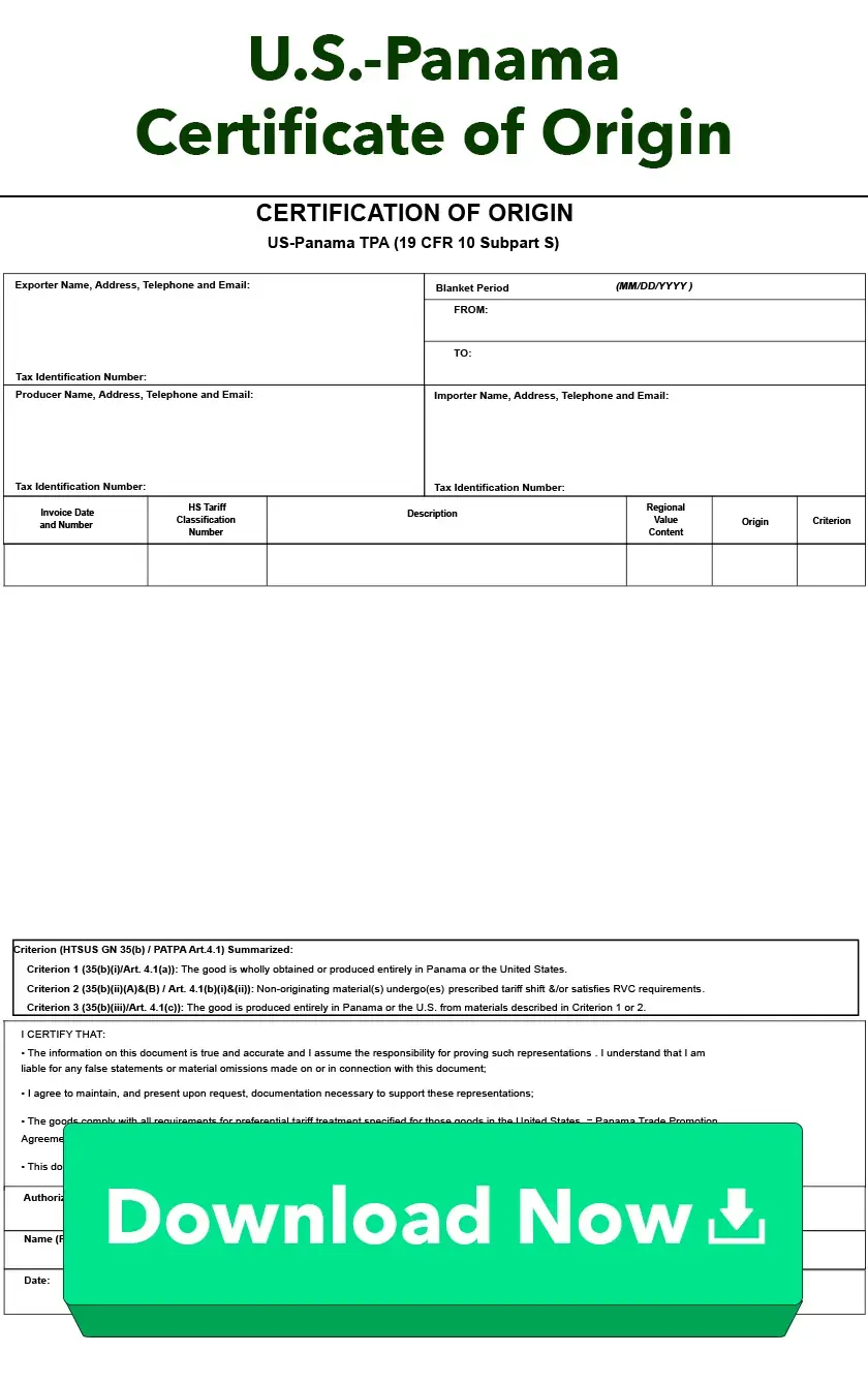 CUSMA Certificate of Origin - English